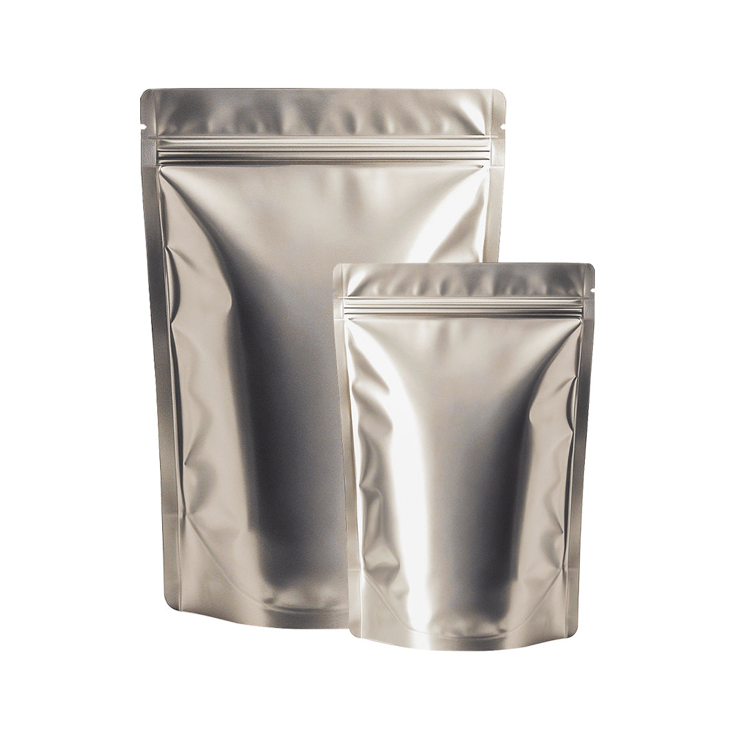 Matte Silver Stand-Up Pouches – Zip Lock Covers – Sprinlock