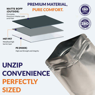 Matte Silver Stand-Up Pouches – Zip Lock Covers – Sprinlock
